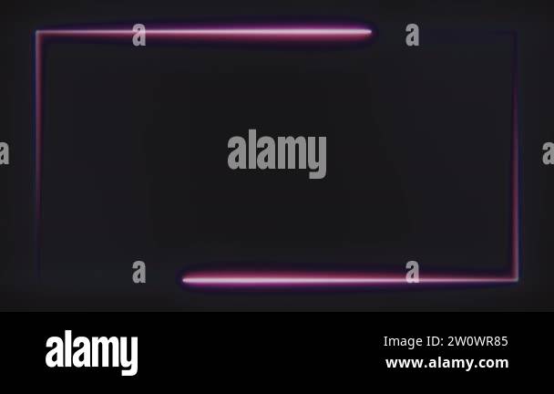 Neon rectangle frame motion background. Two violet lights moving on the ...