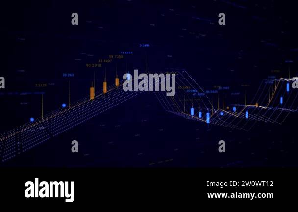 Business data of the currency rate chart and economics decrease and ...