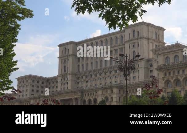 4k video Exterior of Romanias Palace of Parliament, known as House of ...