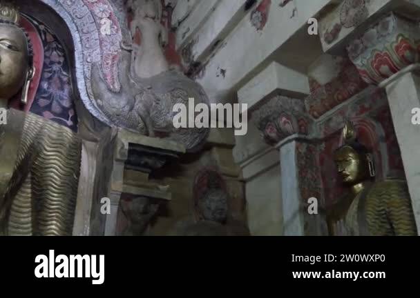 Pan from the Buddha statue inside the lankatilaka temple in kandy, Central Province, Sri Lanka ...