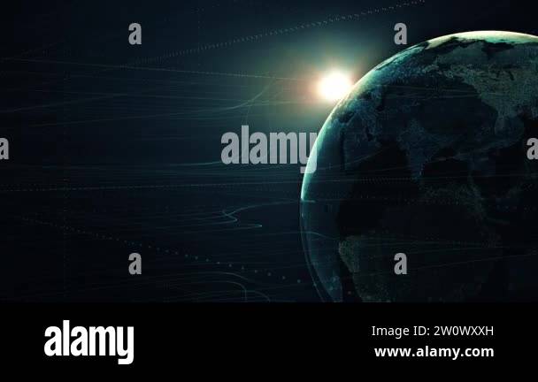 Earth globe with transparent night map of earth slow rotates around its ...