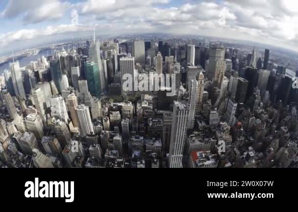Impressive fish eye time lapse panorama view on modern architecture ...