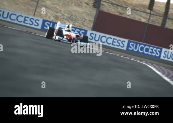 F1 race car on desert circuit - finish line Stock Video Footage - Alamy