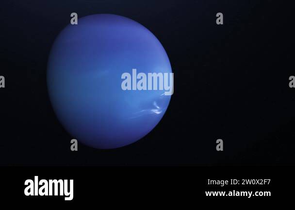 Amazing abstraction of blue Neptune planet rotating among endless stars ...