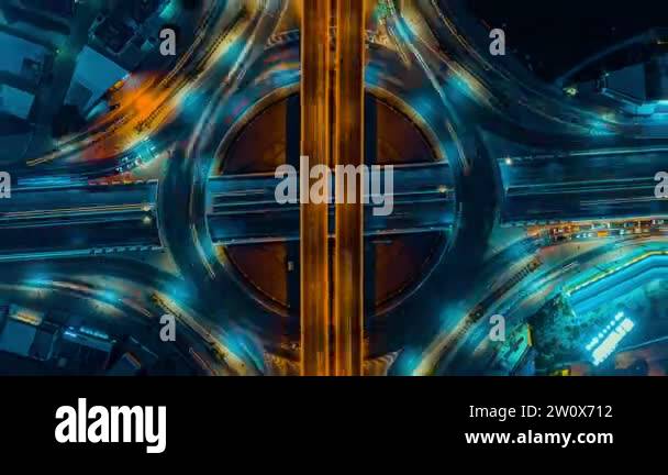 4k, Time lapse expressway top view, Circl Road traffic an important ...