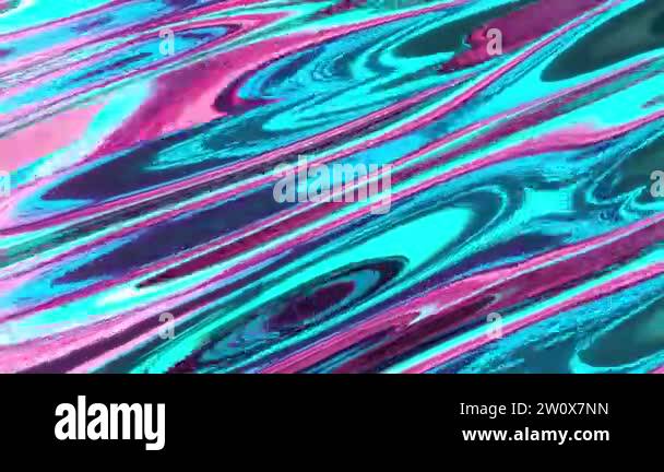 3d holographic liquid texture animation. Close up render neon color ...