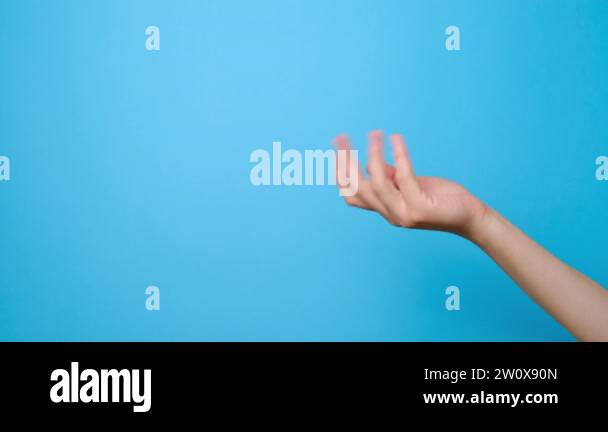 Hand gesture. Close up of female fingers demanding product isolated on ...