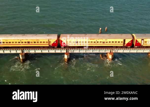 Rameshwaram, India - Circa December 2019. View of Pamban bridge in ...