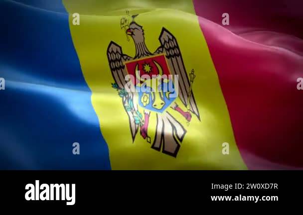 Moldovan flag waving in wind video footage Full HD. Realistic Moldovan Flag background. Moldova ...