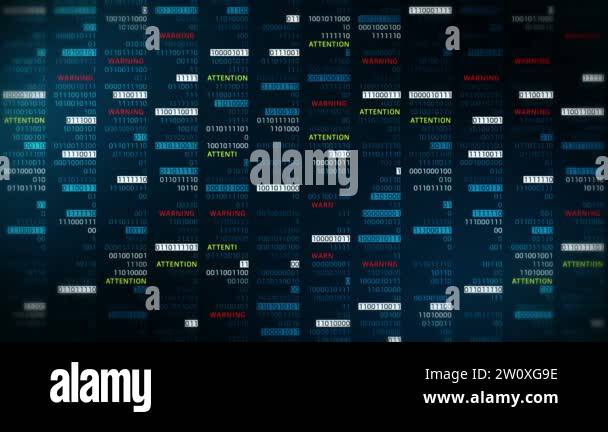 Warning and Attention message with binary numbers. Web online with digital technology loop ...