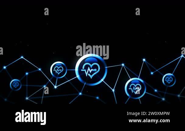 Heart with a heart beat icons floating. Electro Cardiogram. ECG ...