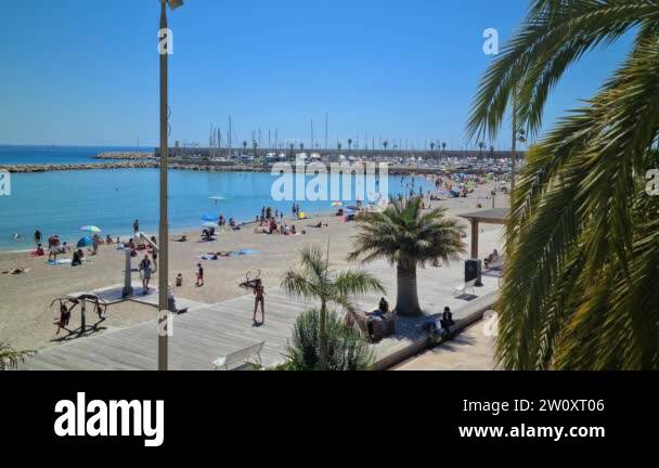 Menton, France - June 14, 2020: 8K Beautiful Seaside Beach And ...