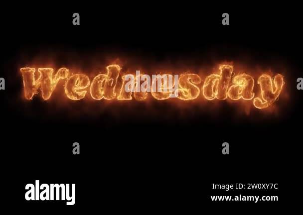 Wednesday Word Hot Animated Burning Realistic Fire Flame Loop Stock ...