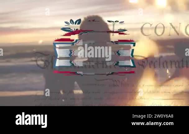 Animation of Independence Day medal with U.S. Constitution text rolling ...