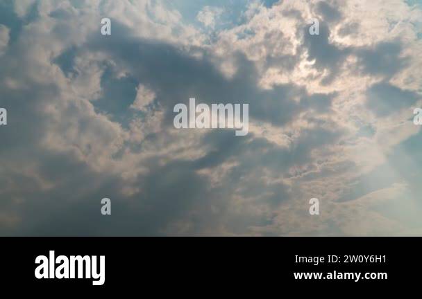 Building motions clouds. Puffy fluffy white clouds sky time lapse. slow moving clouds. B Roll ...
