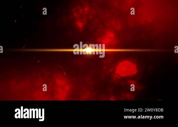 Intro title with explosion of lens flares transition with streaks on abstract red dark flame ...