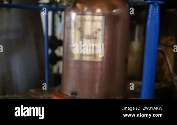 Parts of machine for traditional distillation in La favorite distillery ...