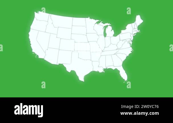 Map of United States of America showing different states. Animated usa ...