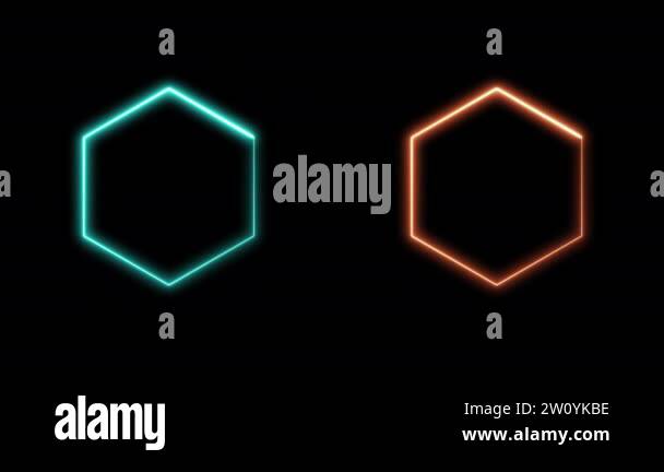 Animated hexagonal frame. 4K. Alpha channel. Orange and blue fog ...