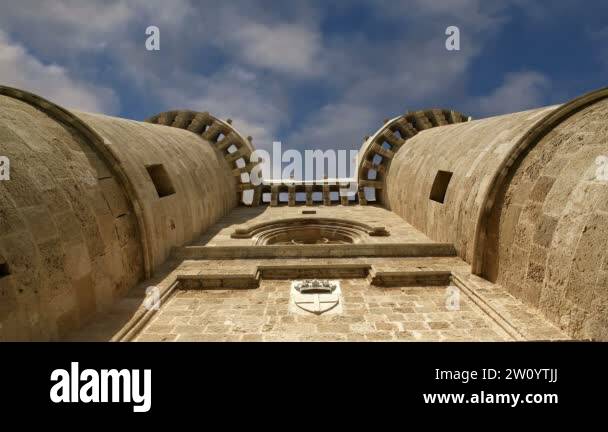 Rhodes Island, Greece, a symbol of Rhodes, of the famous Knights Grand ...