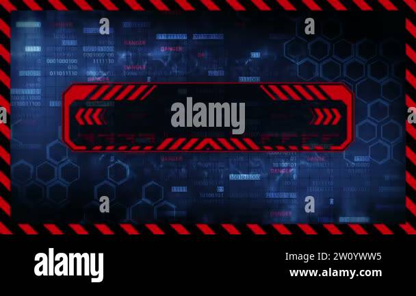 Danger message with copy space. Hexagon geometric design and binary numbers background. Digital ...