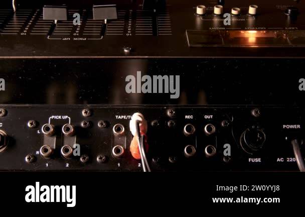 Retro Audio Mixing console with VU meters for audio channels.Filmed in ...