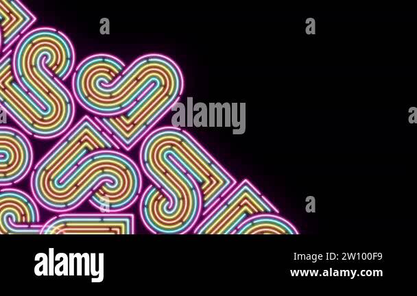 Heart neon dash line lighting moving pattern colorful, technology ...