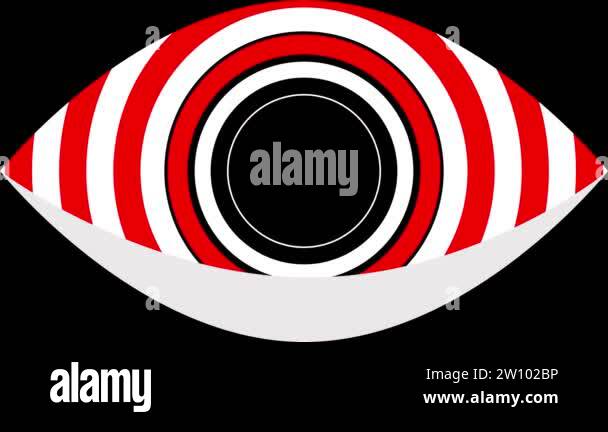 Animated hypnotic eye shape with stripes expanding from the center over ...
