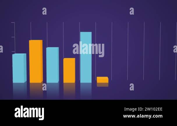 Animation of twelve alternate orange and blue blocks rising to ...
