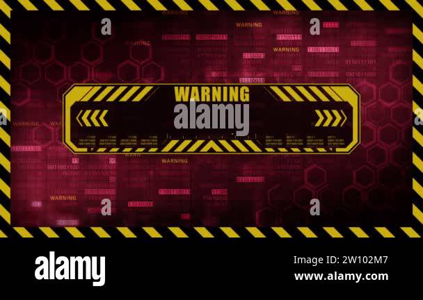 Warning message with copy space. Hexagon geometric design and binary numbers background. Digital ...