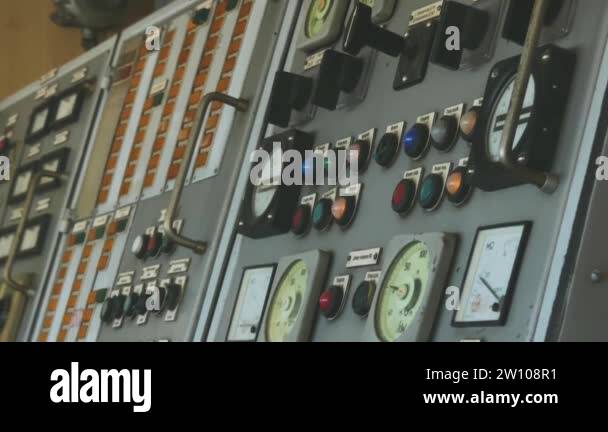 Scenes inside the control room of the bridge of a ship. Navigation ...