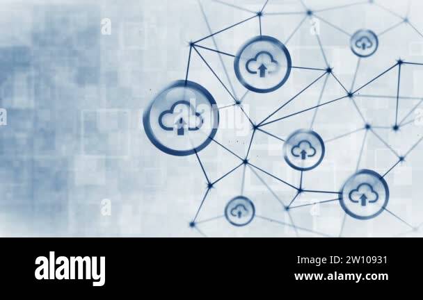 Server data space with cloud icons floating. Internet connection ...