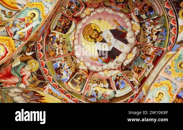 Interior of Rila Monastery - the largest and most famous Eastern ...