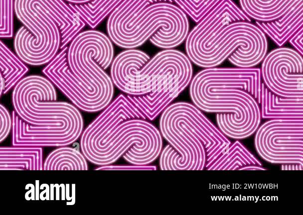 Heart neon line lighting moving pattern pink color, technology network ...