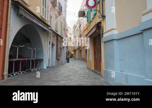 MONTE CARLO, MONACO - JULY 2018: Camera moving forward along the narrow ...