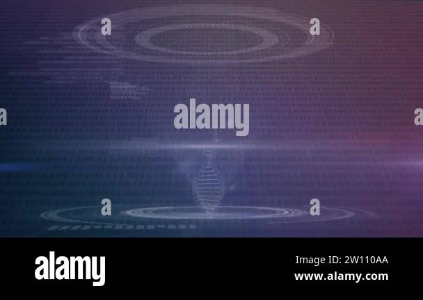 Animation of pulsating grey rings and turning DNA strand with rotating ...