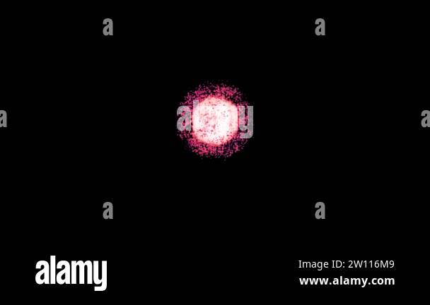 Abstract animation of sphere of luminous dots. Animation. Round cluster of bokeh spots rotating ...
