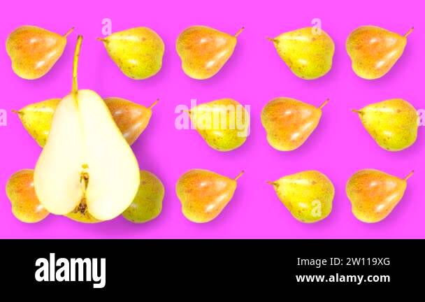 Animated movie with moving and rotating fruits. Photograph of a pear as ...