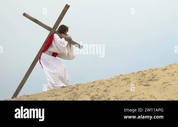 Jesus christ carrying wooden cross Stock Videos & Footage - HD and 4K ...
