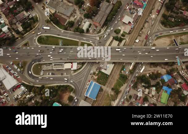 Drones Eye View - abstract road traffic jam top view, transportation ...