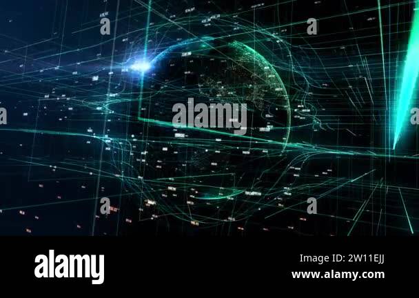 Earth globe with transparent night map of earth slow rotates around its ...