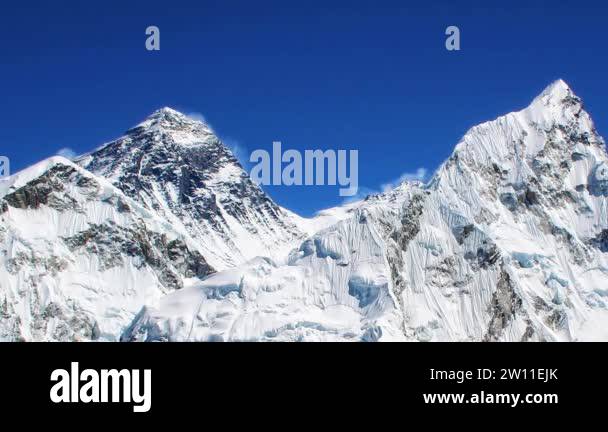 World's highest mountain, Mt Everest (left, 8850m) and Mt. Nuptse ...
