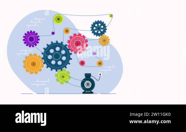 Mechanism from rotating gears and cogs. Collaboration and teamwork ...