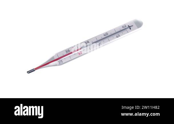 Animation of glass mercury thermometer with variable temperature ...