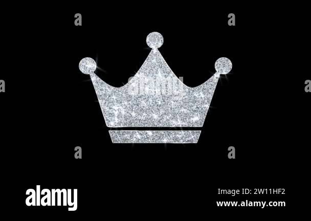 Queen Royalty Crown Icon Shining Glitter Loop Blinking Particles Stock ...