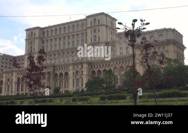 4k video Exterior of Romanias Palace of Parliament, known as House of ...