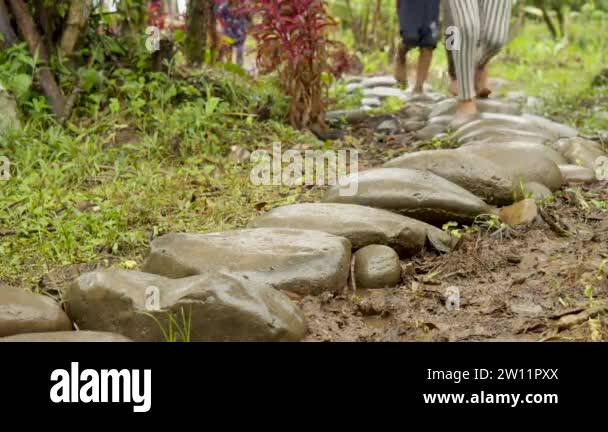 Barefoot Legs Running On A Rocks Somewhere In A Tropical Amazon Rainforest Stock Video Footage ...