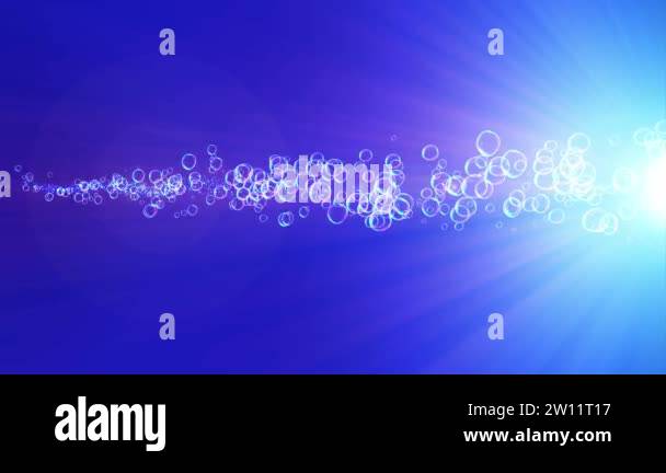 Rainbow bubble on transparent water background. Air bubble in deep blue ...