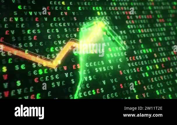 Abstract background with animation of growing charts and flowing ...