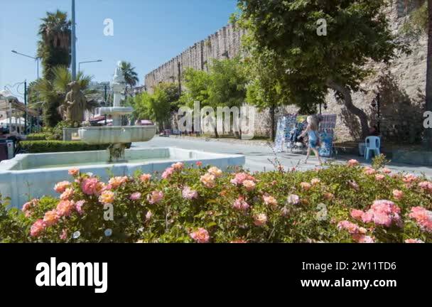 Kusadasi Turkey Turkish Bazaar Exterior Scene with Pretty Western Woman ...